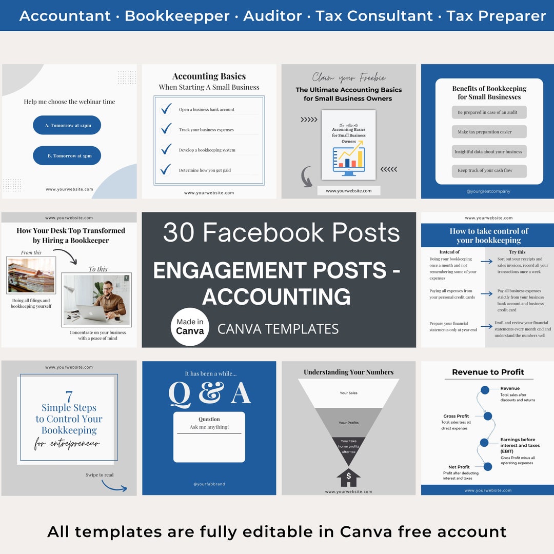 30 Accountant Facebook Post Engagement Post Accounting Canva Template ...