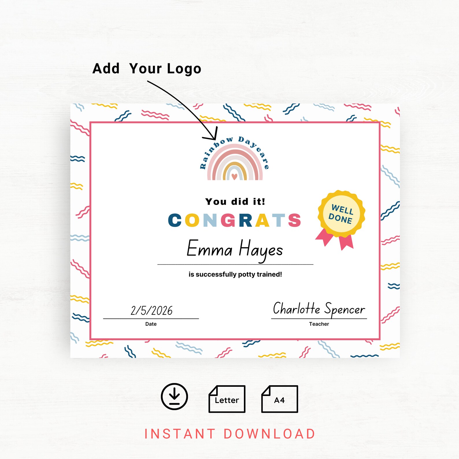 Editable Toilet Training Certificate Potty Training Certificate Daycare ...