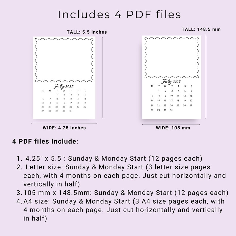 2025 Mini Calendar With Wavy Frame 2025 Small Desk Calendar Trendy 2025 ...