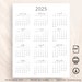 2025 Yearly Calendar 2025 Annual Calendar Printable 2025 Calendar ...