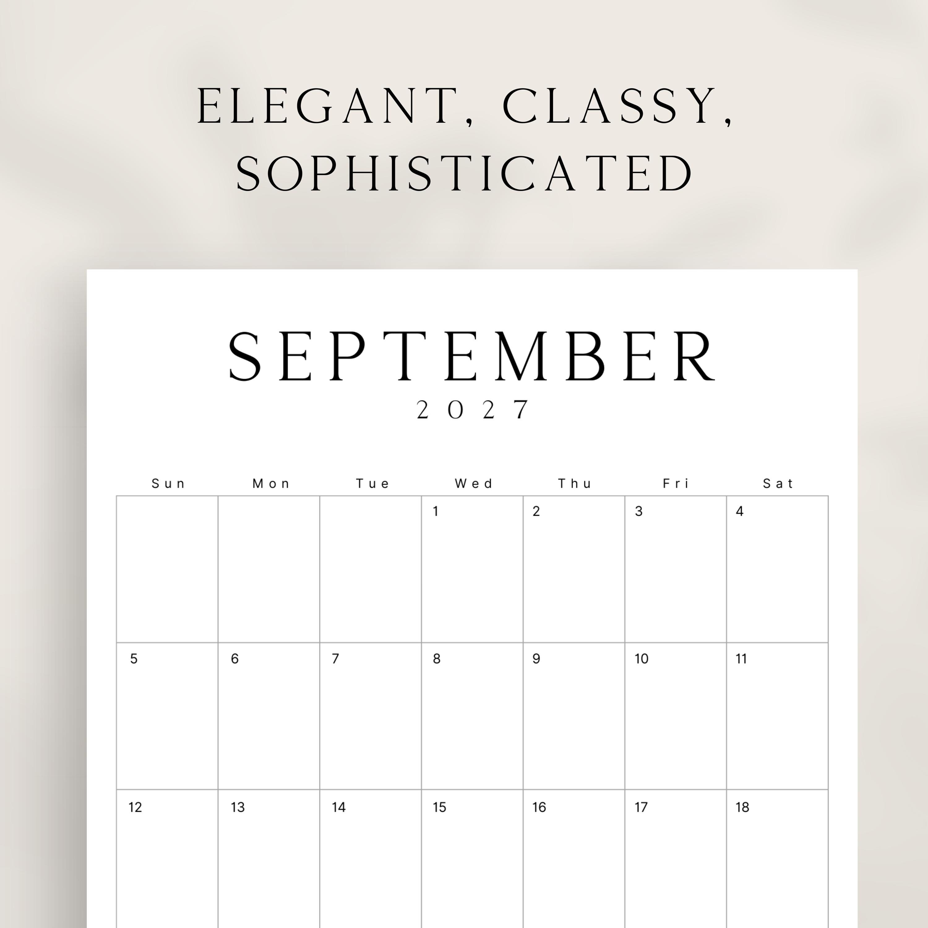 2027 Calendar Printable 2027 Monthly Planner Portrait 2027 LUXE Monthly ...