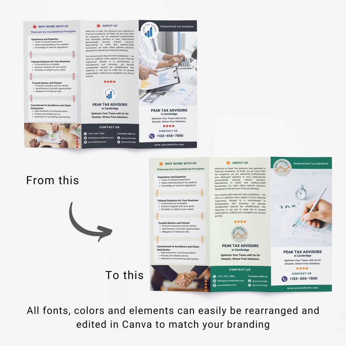 Editable Tax Preparer Trifold Brochure Accountant CPA Brochure Tax ...