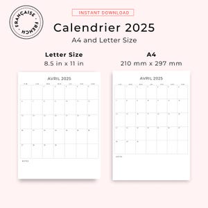 2025 Calendrier Français 2025 Portrait French Calendar 2025 Monthly ...