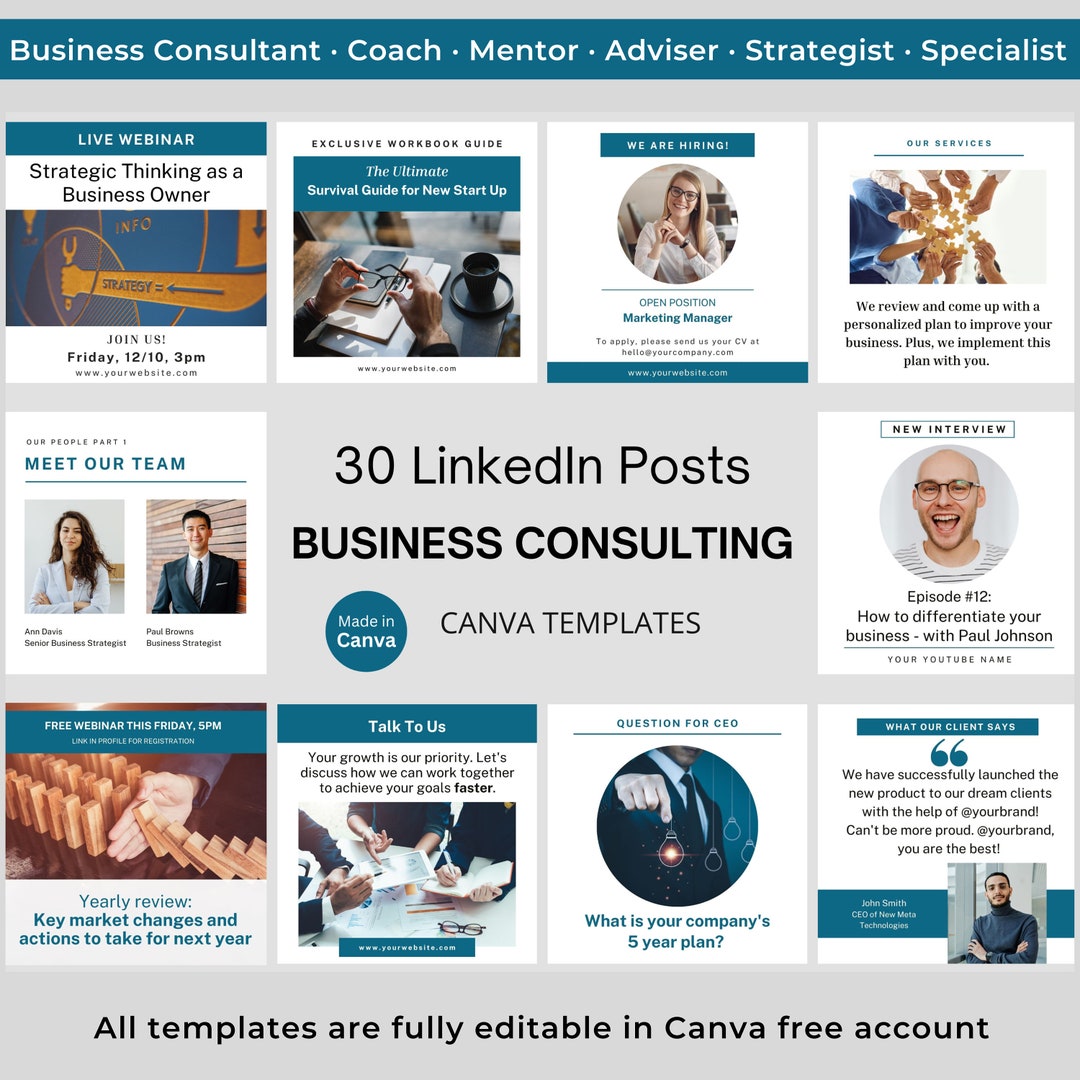 30 Business Consulting Linkedin Post Canva Template Business Consultant ...