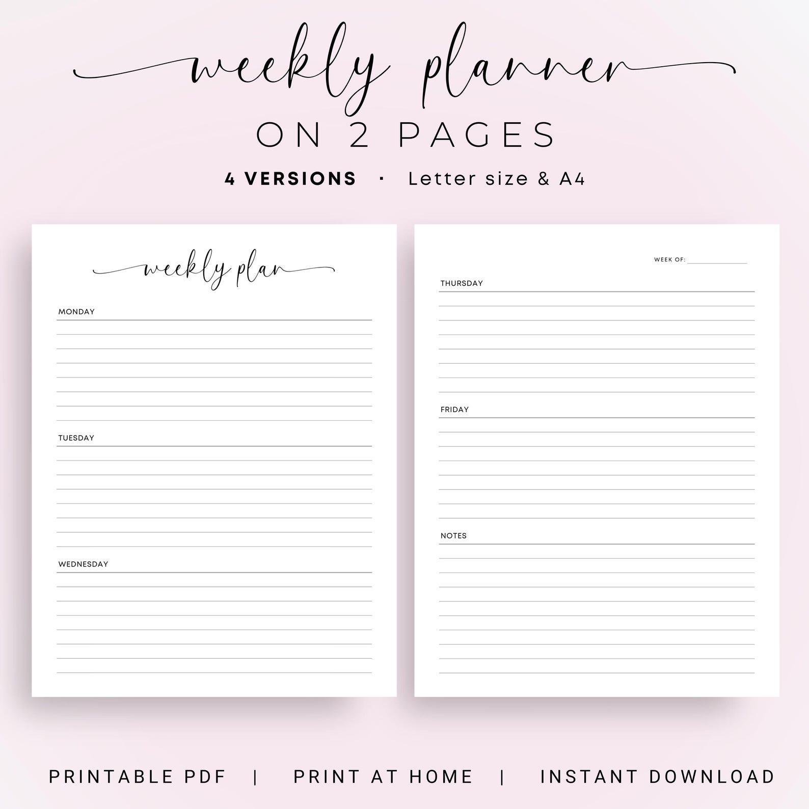 Weekly Journal on 2 Pages Weekly Gratitude Journal Weekly Planner ...