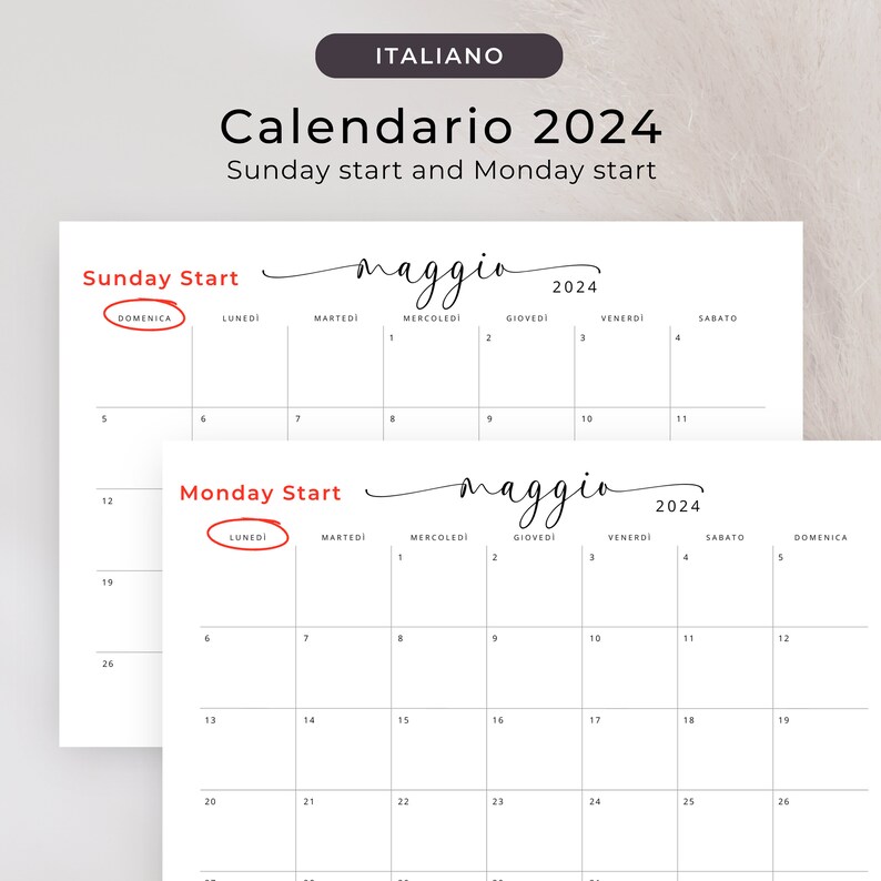 2024 Calendario in Italiano 2024 Agenda in Italiano Stampabile 2024 ...