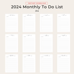 2024 Monthly to Do List 2024 Printable Todo List 2024 Monthly Planner ...