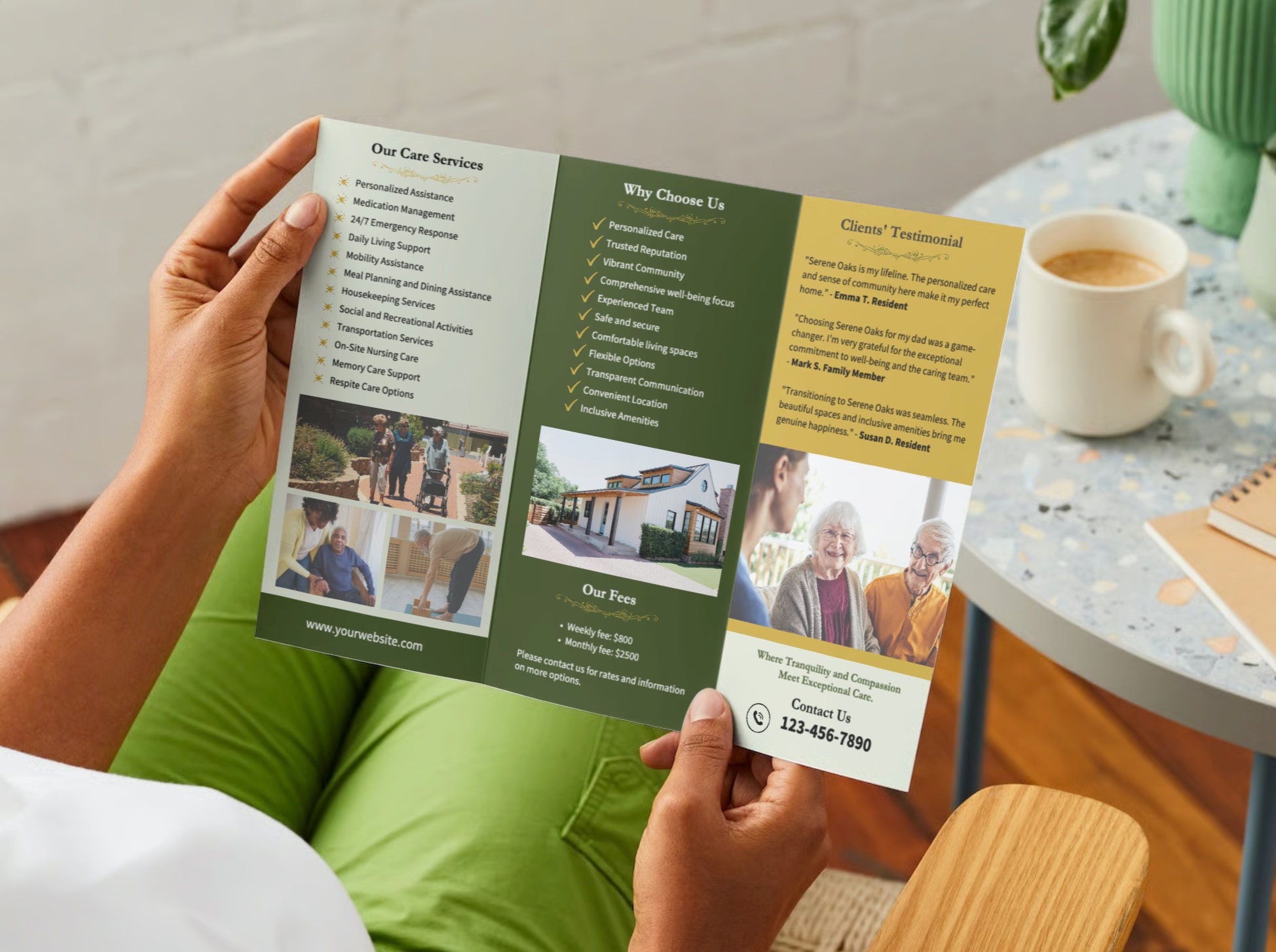 Editable Senior Residence Trifold Brochure Senior Shared Home Brochure ...