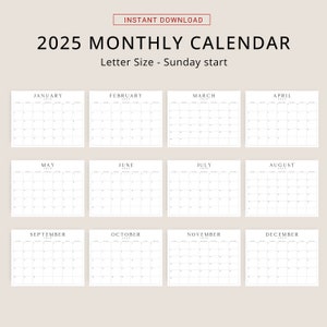 2025 Minimalist Calendar 2025 Planner Landscape 2025 Calendar LUXE ...