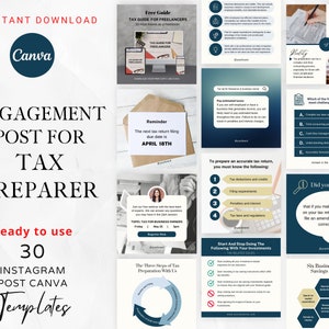 30 Tax Preparer Engagement Post Instagram Canva Templates - Etsy