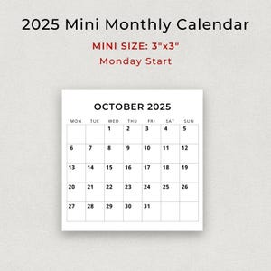 2025 Planner 3x3 Inch 2025 Mini Calendar 2025 Small Planner Printable ...