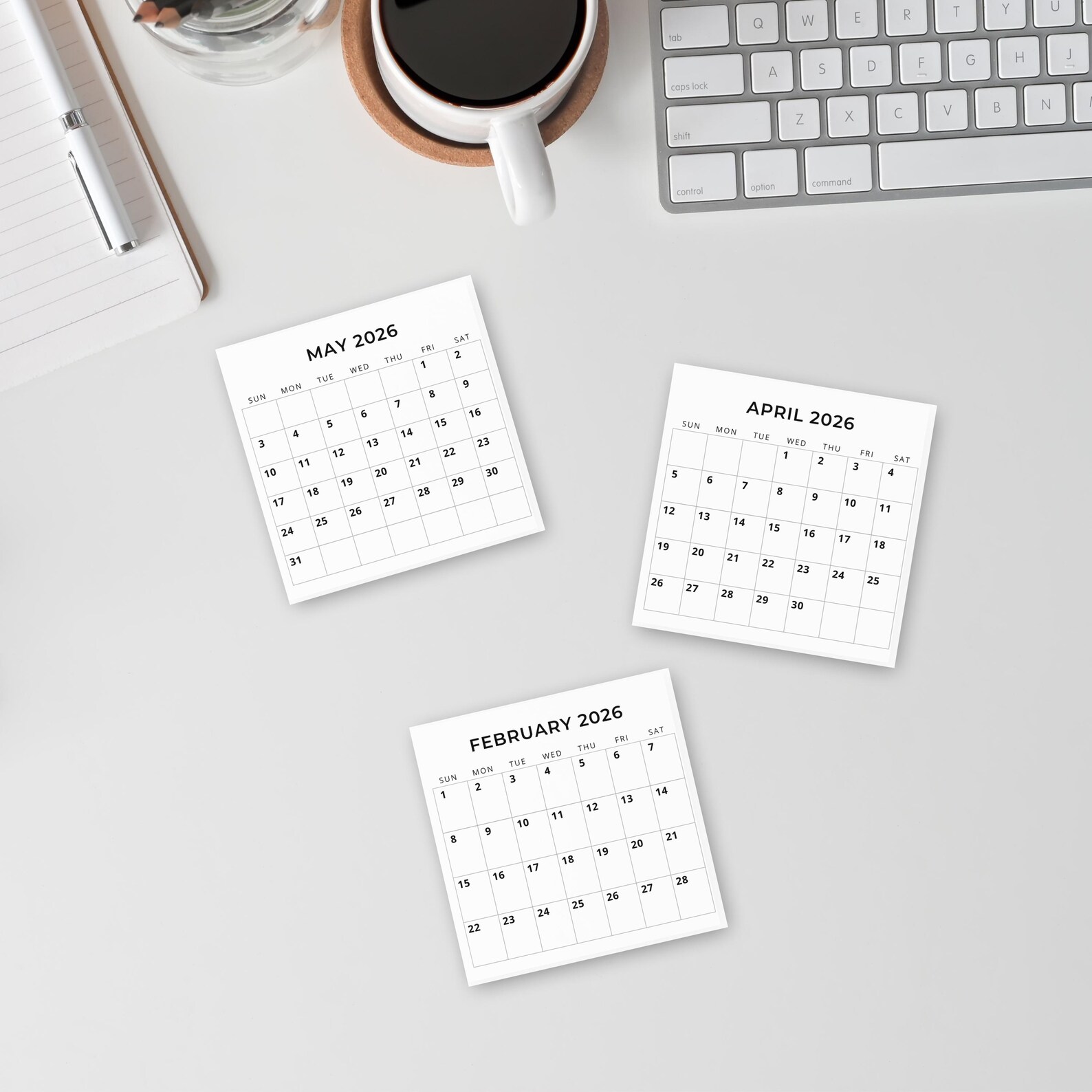2026 Mini Calendar 3"x3" Small 2026 Mini Planner Monthly Minimalist ...