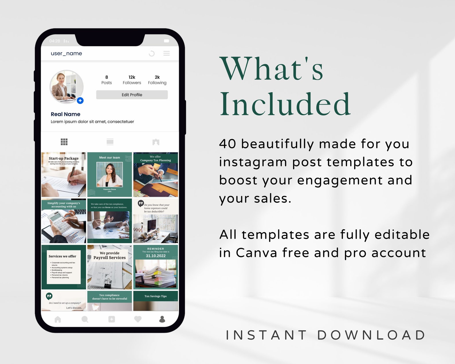 40 Accounting Instagram Post Bookkeeping Canva Templates Accountant CPA ...