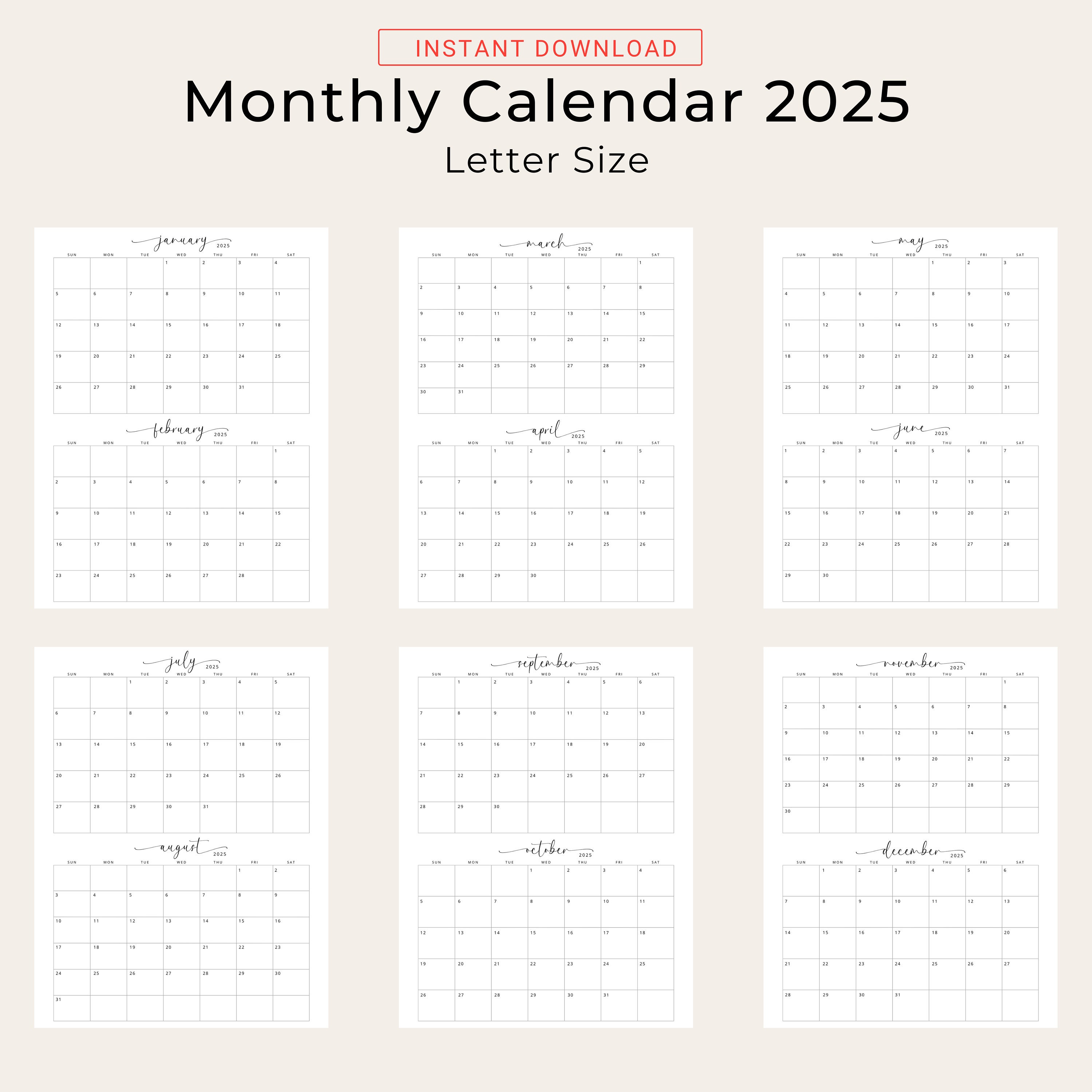 2025 Calendar 2 Months per Page Calendar 2025 Planner Wall Calendar Two ...