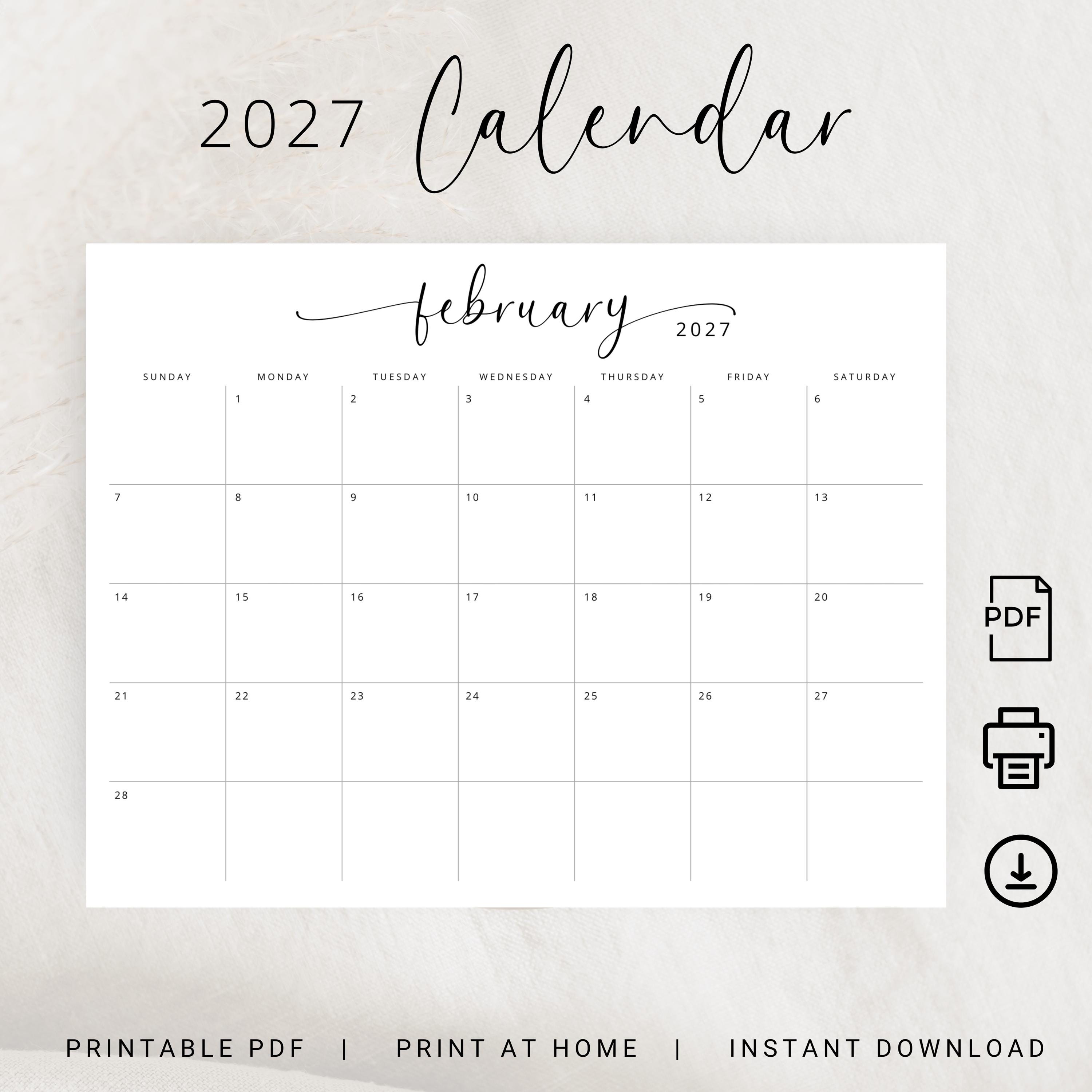 2027 Calendar 2027 Monthly Planner Landscape Elegant Wall Calendar ...
