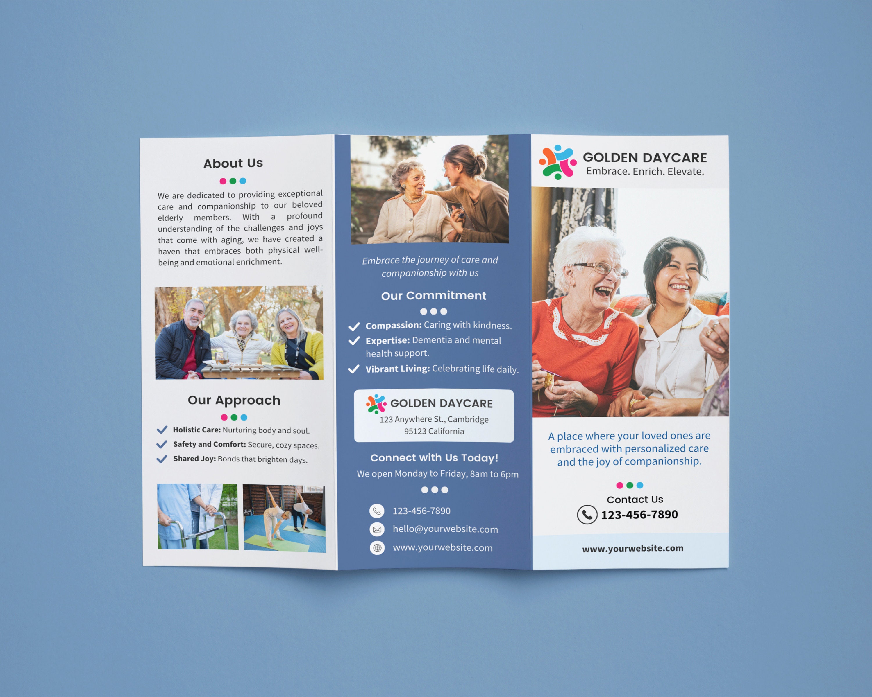 Editable Adult Daycare Center Trifold Brochure Day Center for Elderly ...