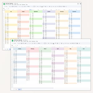 2025 Year Calendar Google Sheets Template Editable Digital Planner 2025 ...