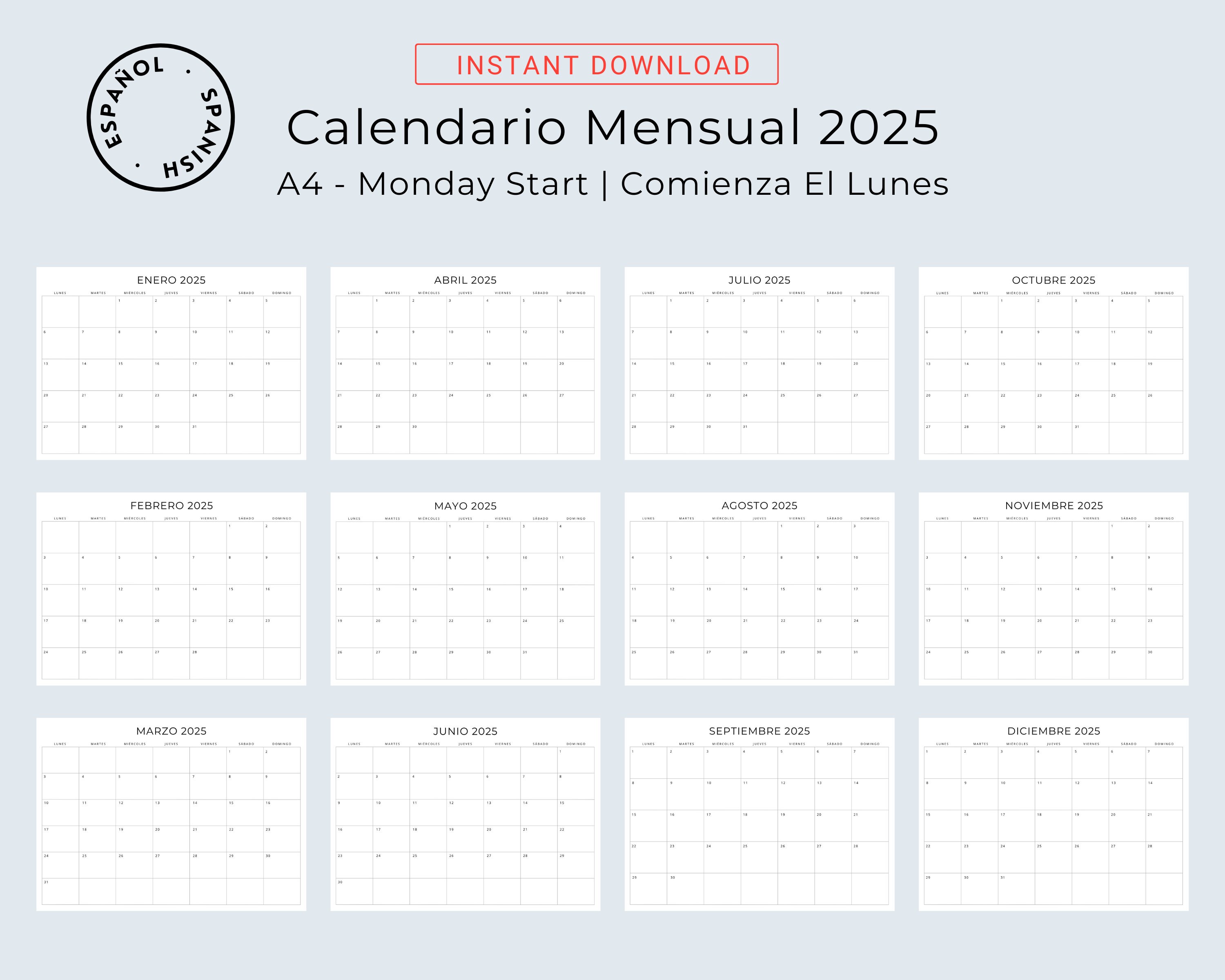 Calendario 2023 2024 2025 Spanish Calendar Printable 3 Years Planners ...