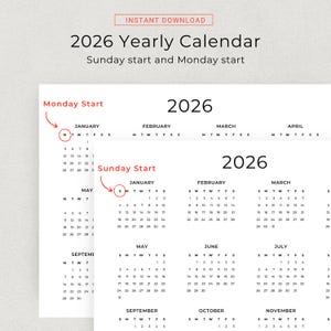 2026 Calendar 2026 Wall Calendar Printable Calendar Landscape 2026 ...