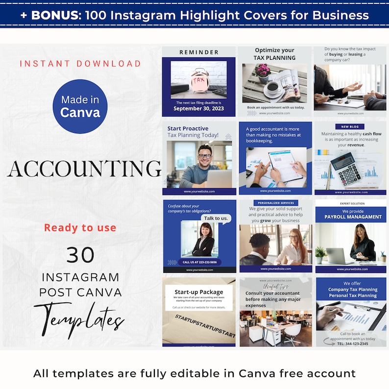 30 Accounting Instagram Post Canva Templates, Accountant Social Media ...