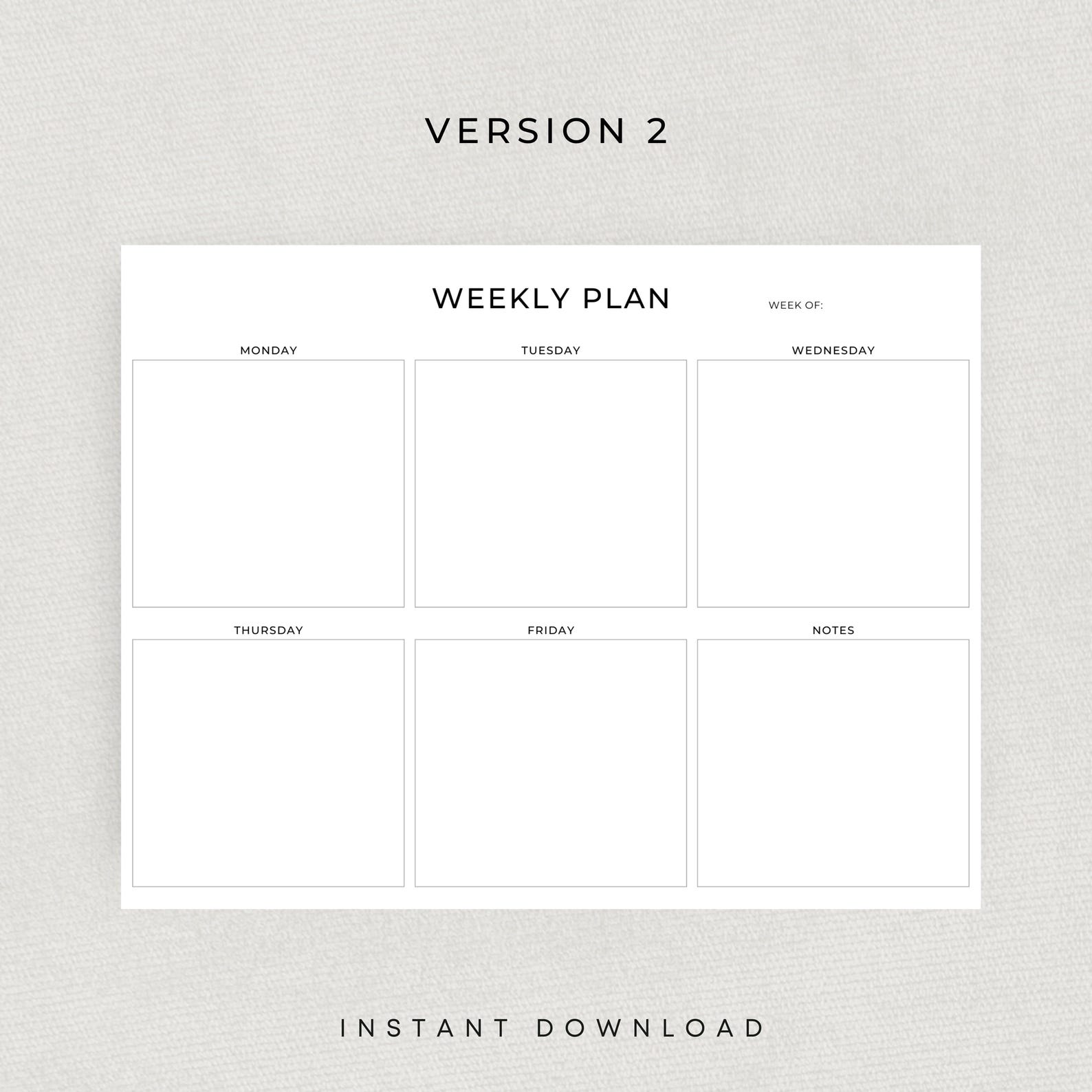 Minimalist Weekly Planner Printable PDF Weekly Plan Landscape Undated ...