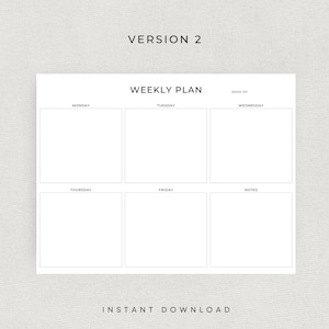 Minimalist Weekly Planner Printable PDF Weekly Plan Landscape Undated ...