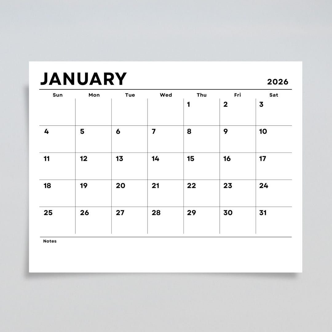 2026 Week Number Calendar Printable