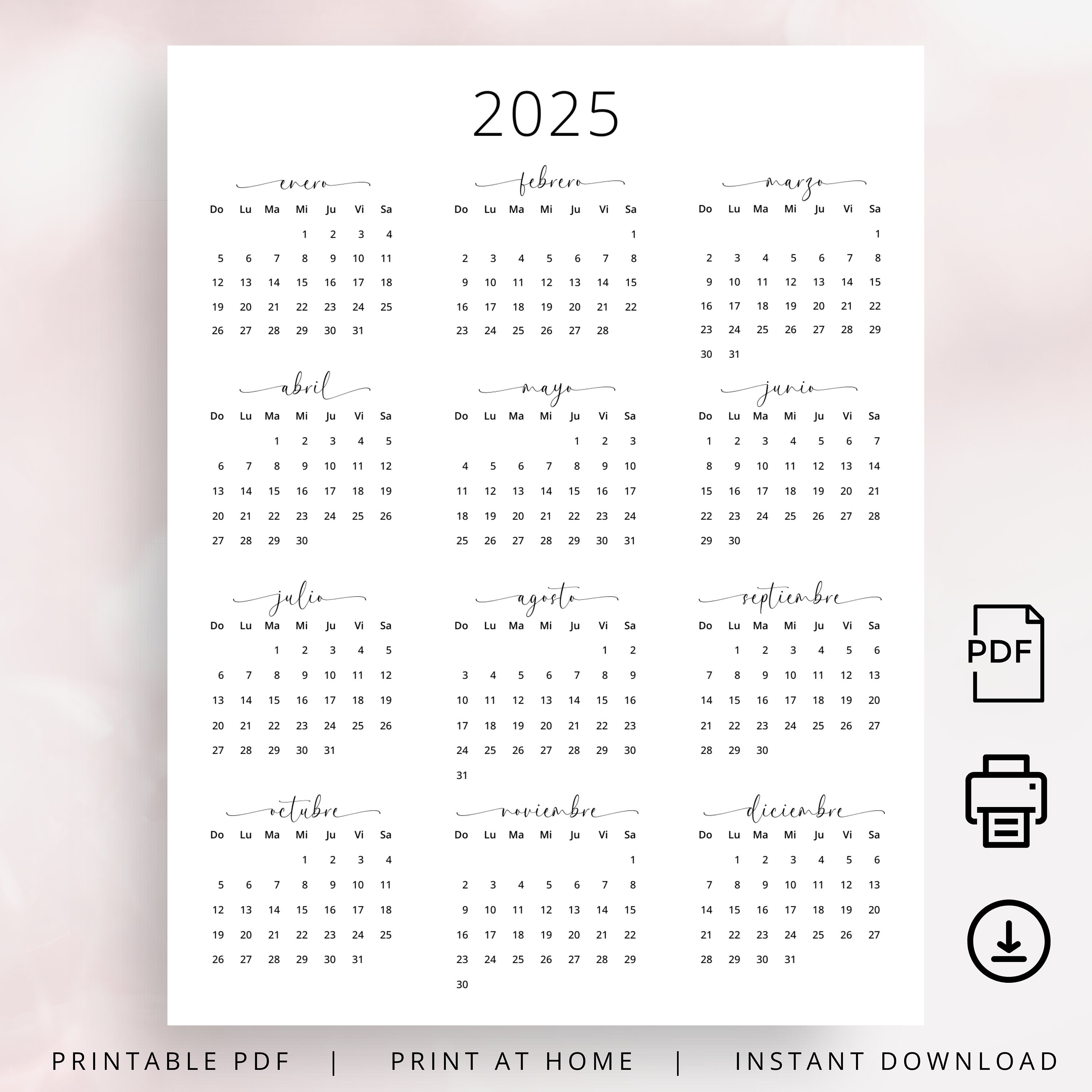 Calendario 2025 Español Calendario 2025 Calendario En Español 2025 ...