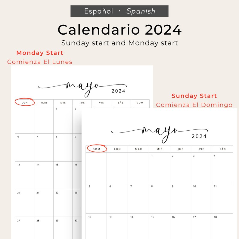Calendario 2024 Calendario En Español 2024 Planificador Mensual 2024 ...