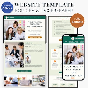 Website Template for CPA Website Made With Canva Tax Preparer Webpage ...