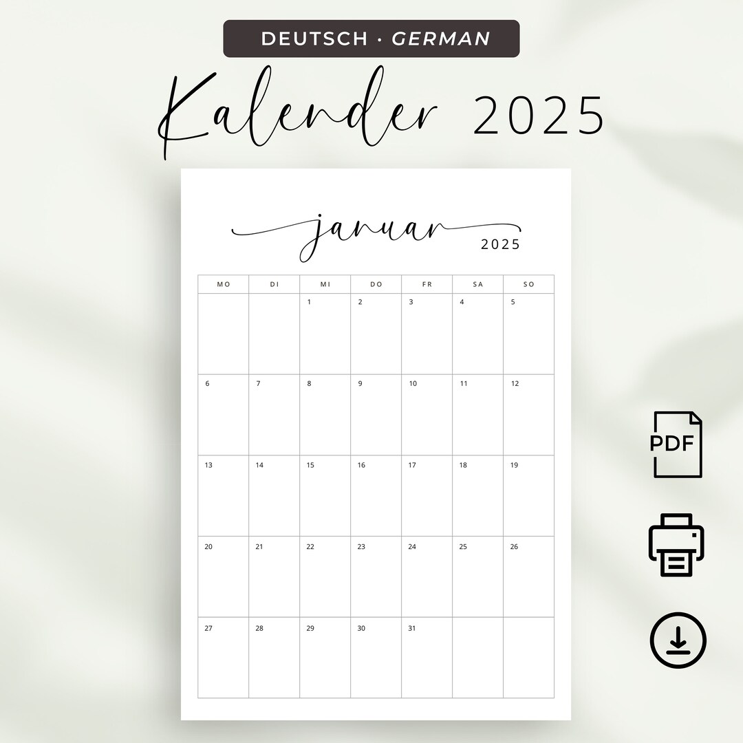 2025 Kalender 2025 Kalender Deutsch Monatsplaner 2025 Portrait ...