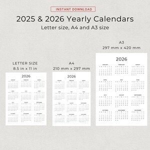 2025 2026 Calendar 2025 & 2026 Yearly Wall Calendar Printable PDF ...