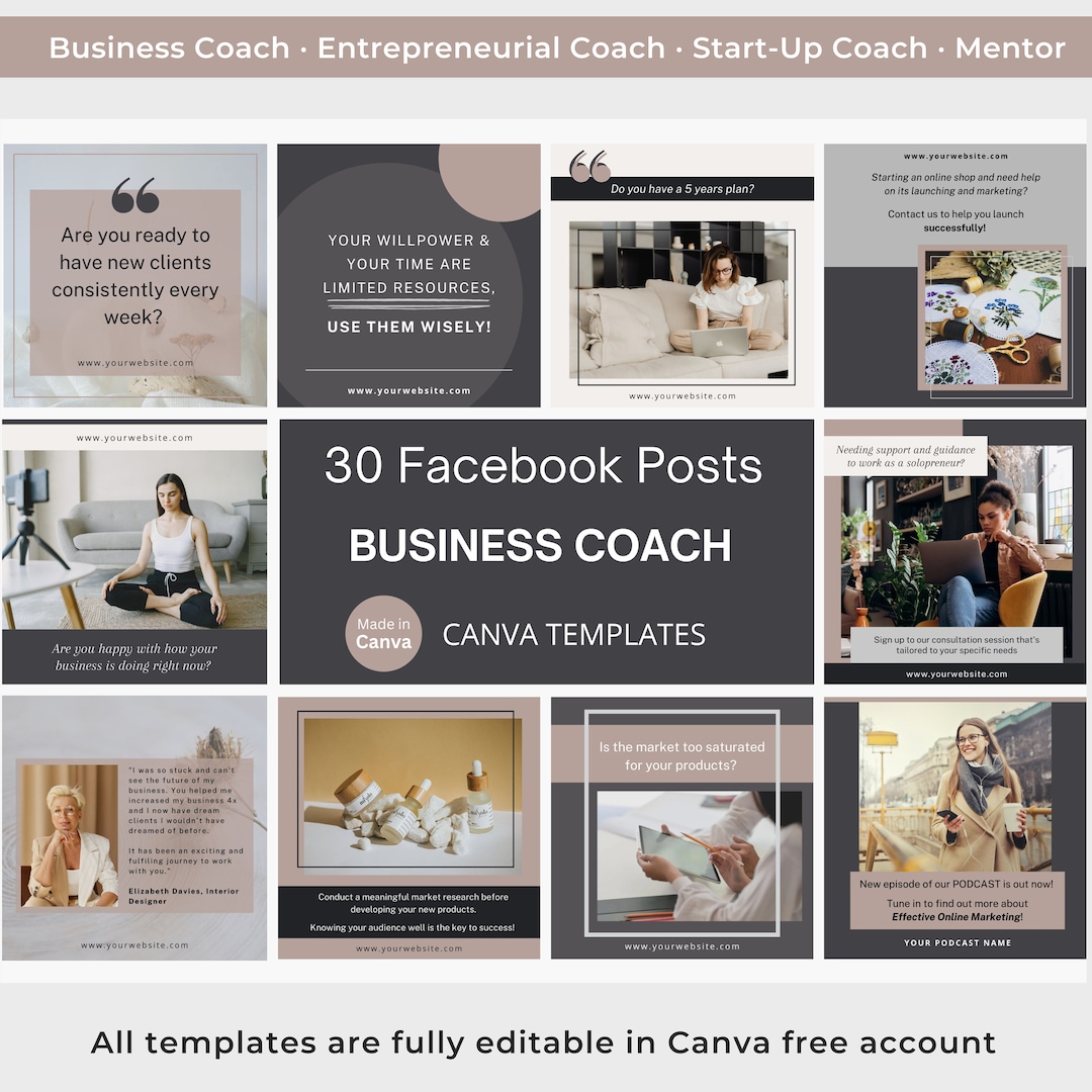 30 Business Coach Facebook Post Canva Templates Business Coaching ...