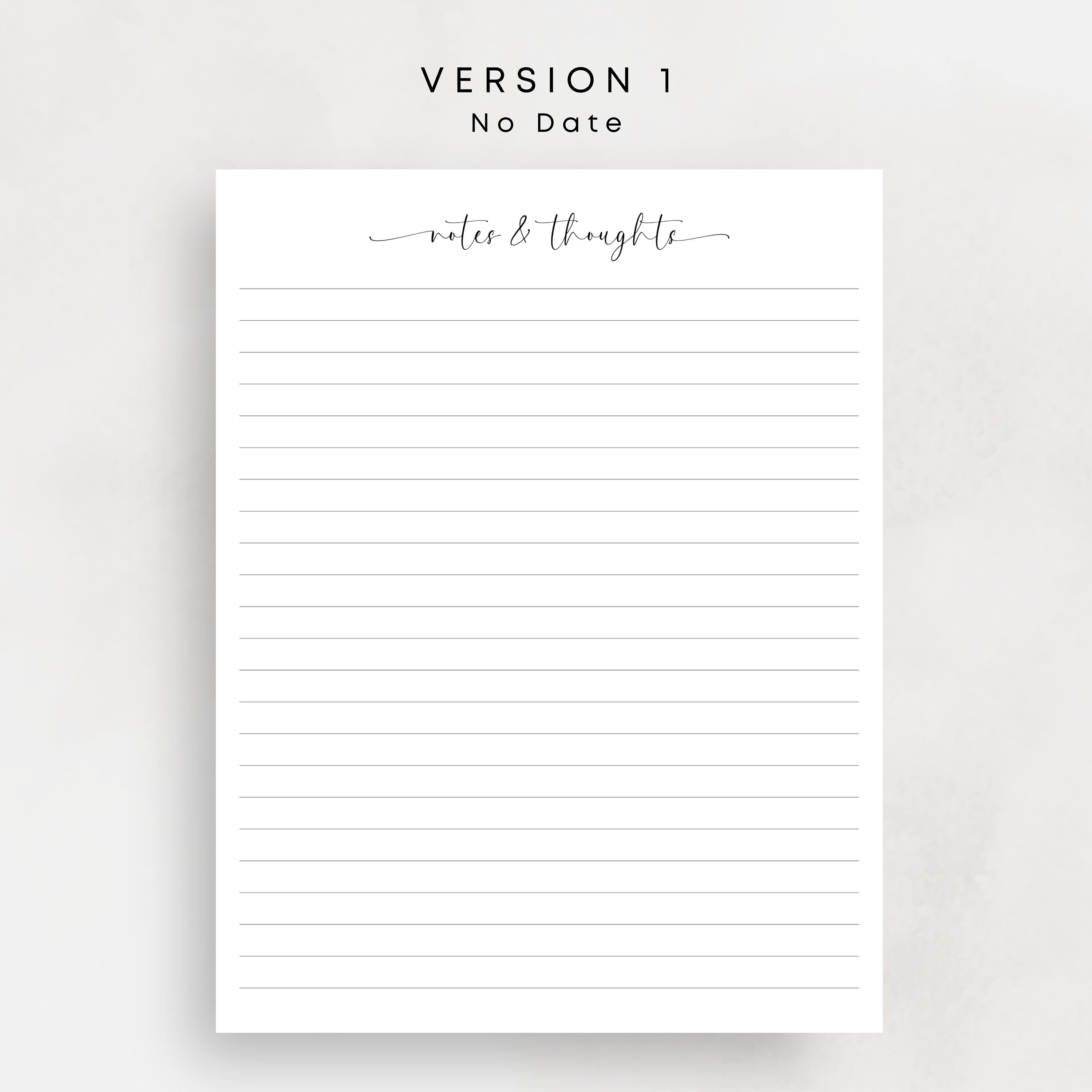 Notes Page Printable Notes Planner Insert Lined Note Paper Planner ...