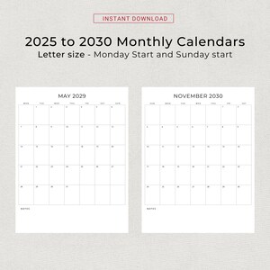 2025 to 2030 Monthly Planner Portrait Calendar 2025-2030 Monthly ...