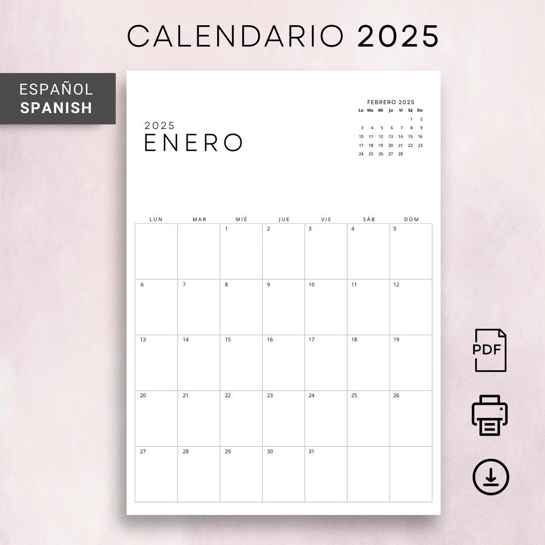 Minimalista Calendario 2025 Calendario En Español 2025 Planificador ...