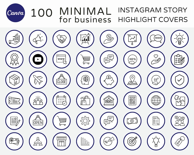 100 Minimal Instagram Story Highlight Covers for Business - Etsy
