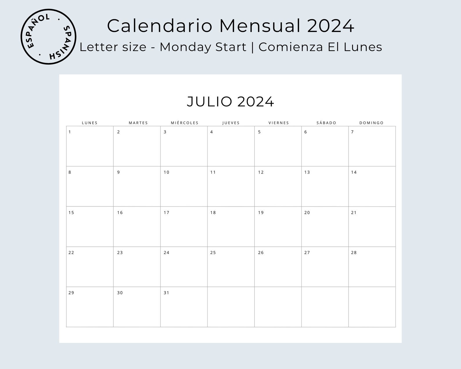 2023 & 2024 Calendario Español 2023 2024 Calendario Mensual Spanish ...