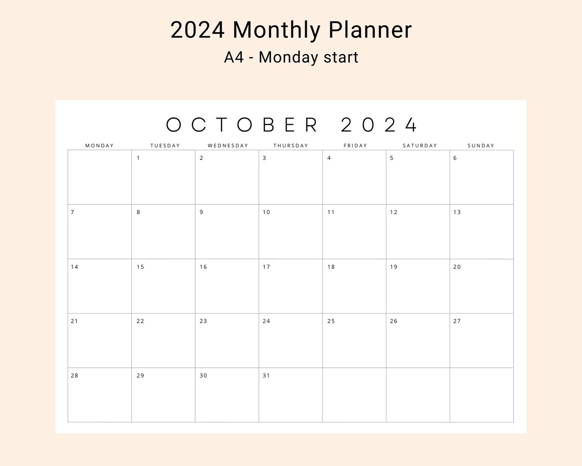 2023 & 2024 Monthly Planner Landscape 2023 2024 Monthly Calendar Sunday ...