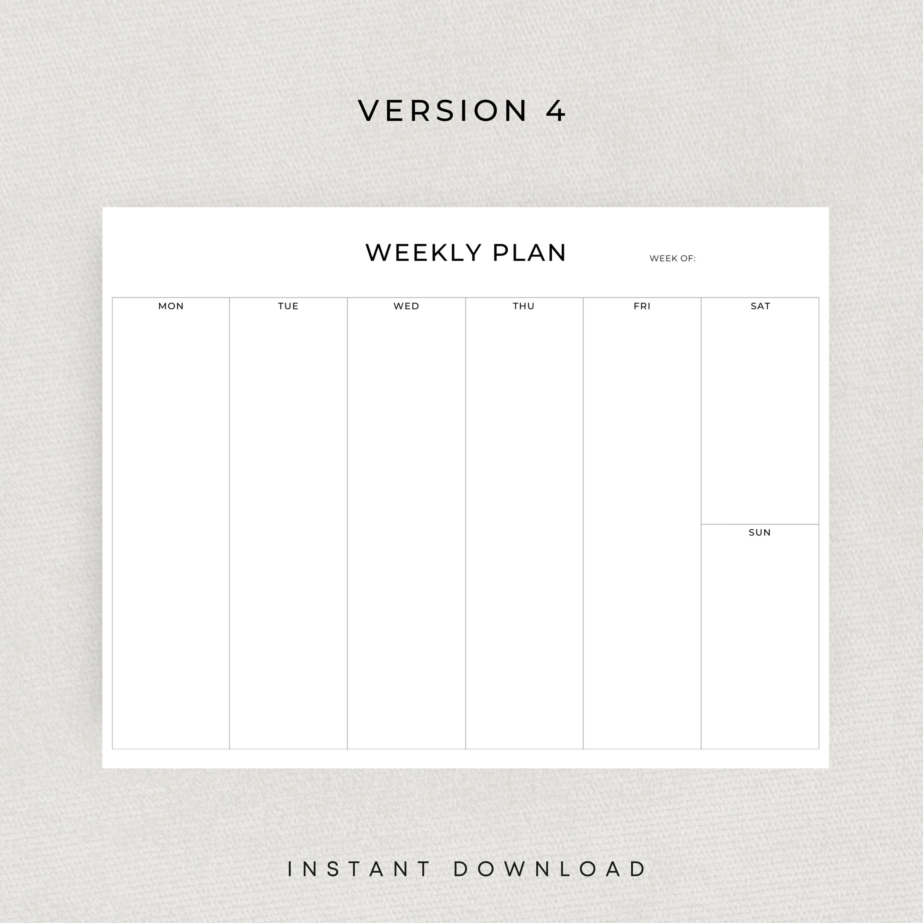 Weekly Planner Printable PDF Minimal Weekly Plan Work From Home Planner ...