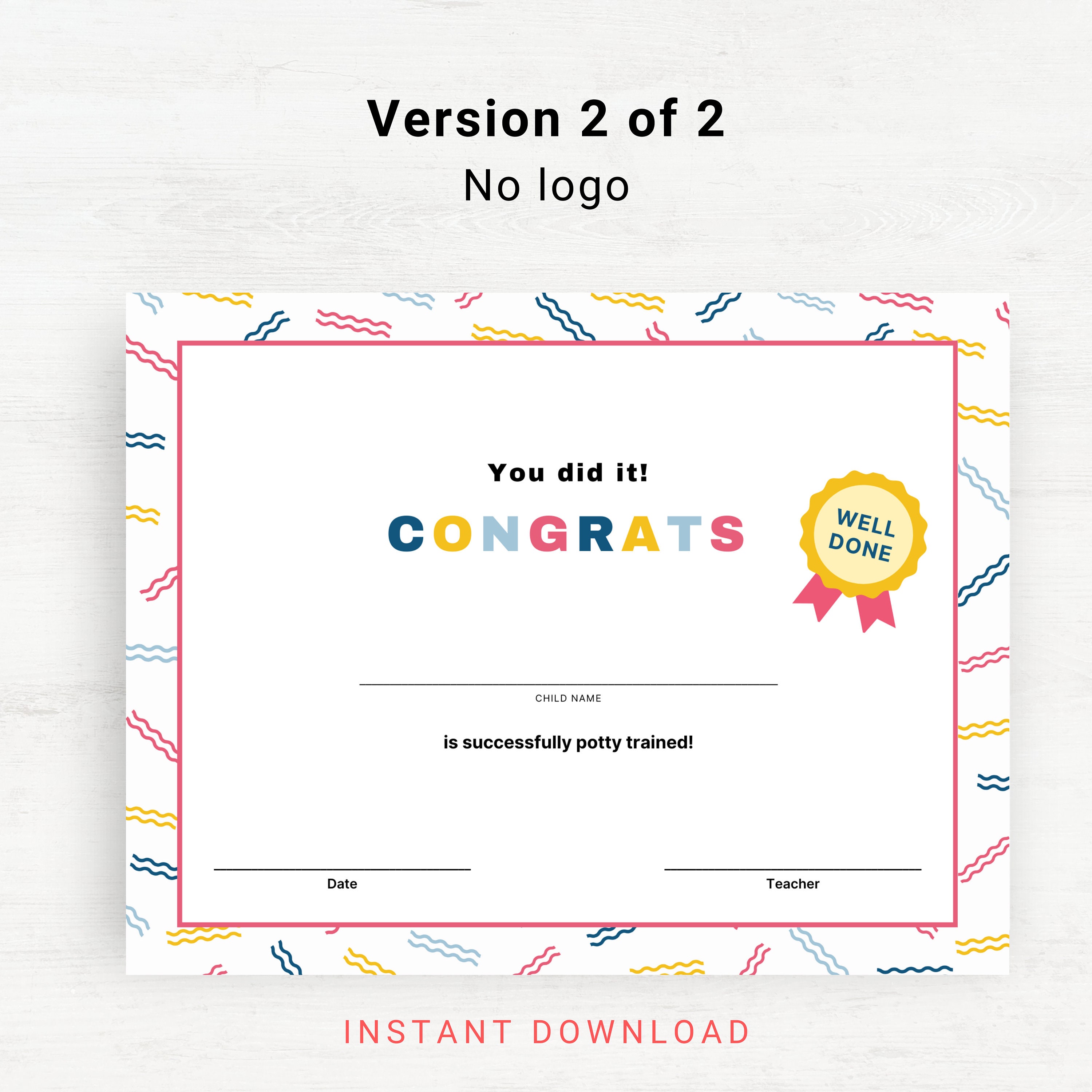 Editable Toilet Training Certificate Potty Training Certificate Daycare ...