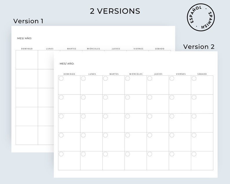 Calendario En Blanco Spanish Blank Calendar Calendario Mensual Sin ...