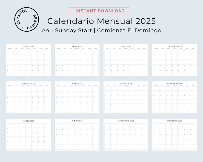 2024 & 2025 Calendario Español 2024 2025 Planificadores Mensuales ...