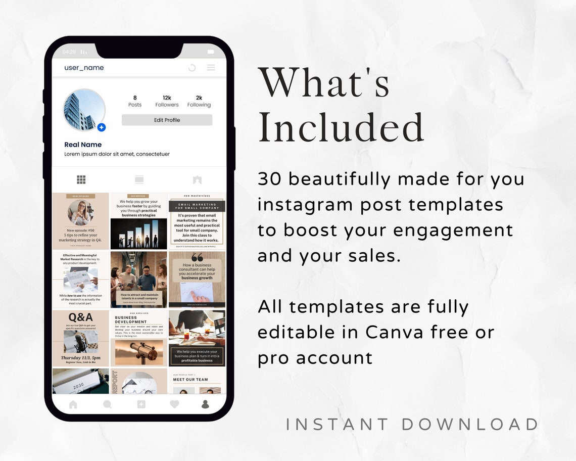 30 Business Development Instagram Post Canva Templates - Etsy