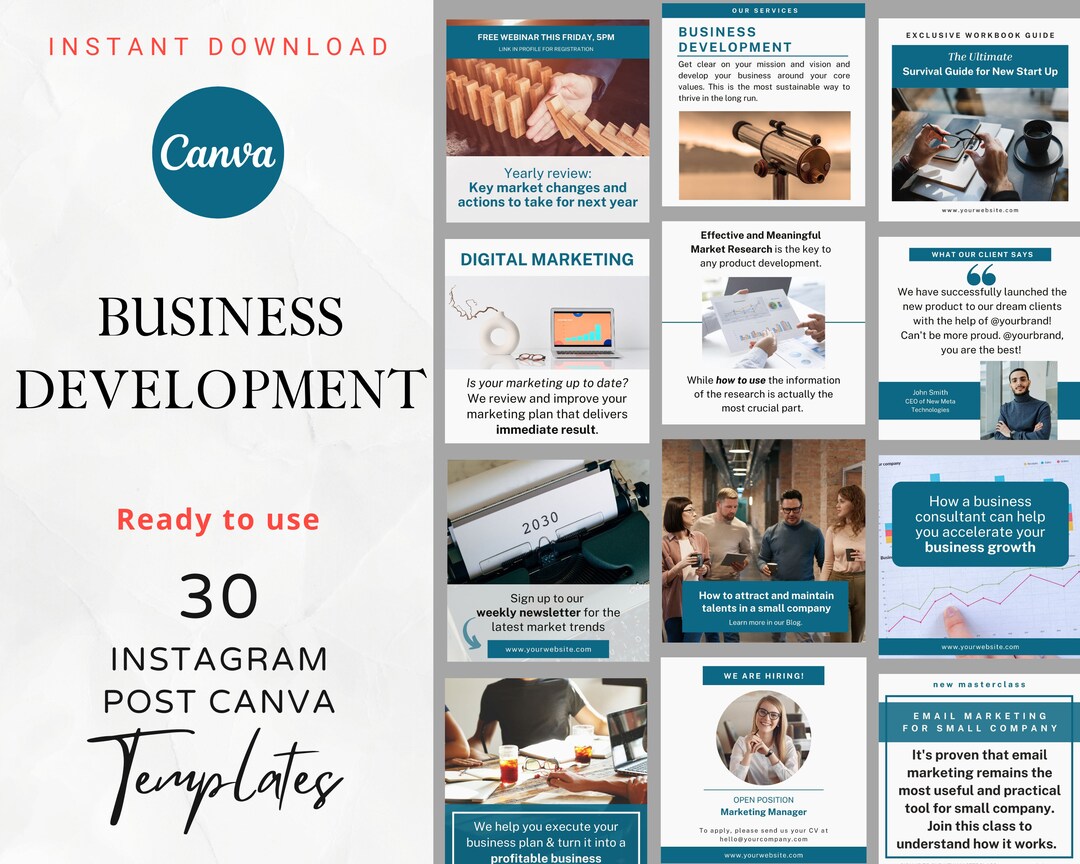 30 Business Development Instagram Post Canva Templates - Etsy