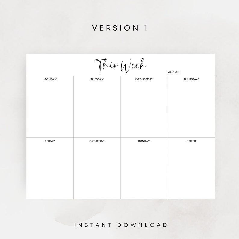 Printable Weekly Planner Minimalist Weekly Planner Landscape Undated ...