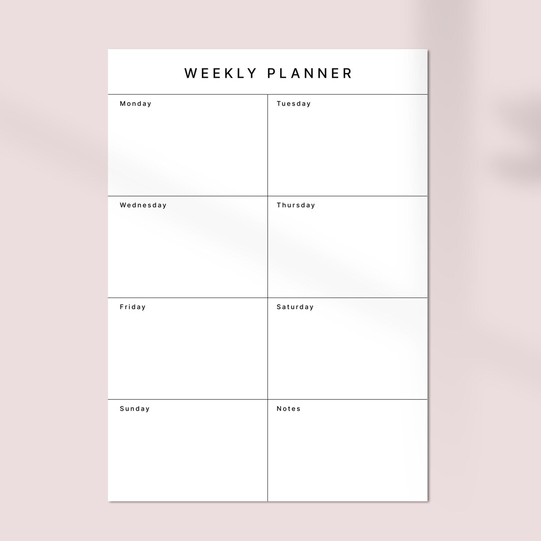 Undated Weekly Planner Portrait Minimalist Simple Planner Printable PDF ...