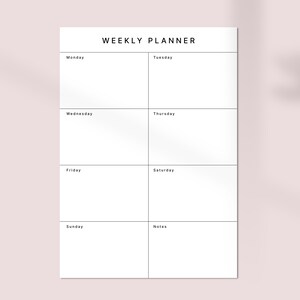 Undated Weekly Planner Portrait Minimalist Simple Planner Printable PDF Wall Planner Weekly to ...