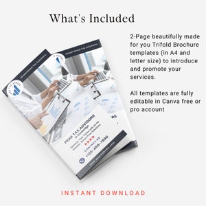 Editable Tax Preparer Trifold Brochure Accountant CPA Brochure Tax ...