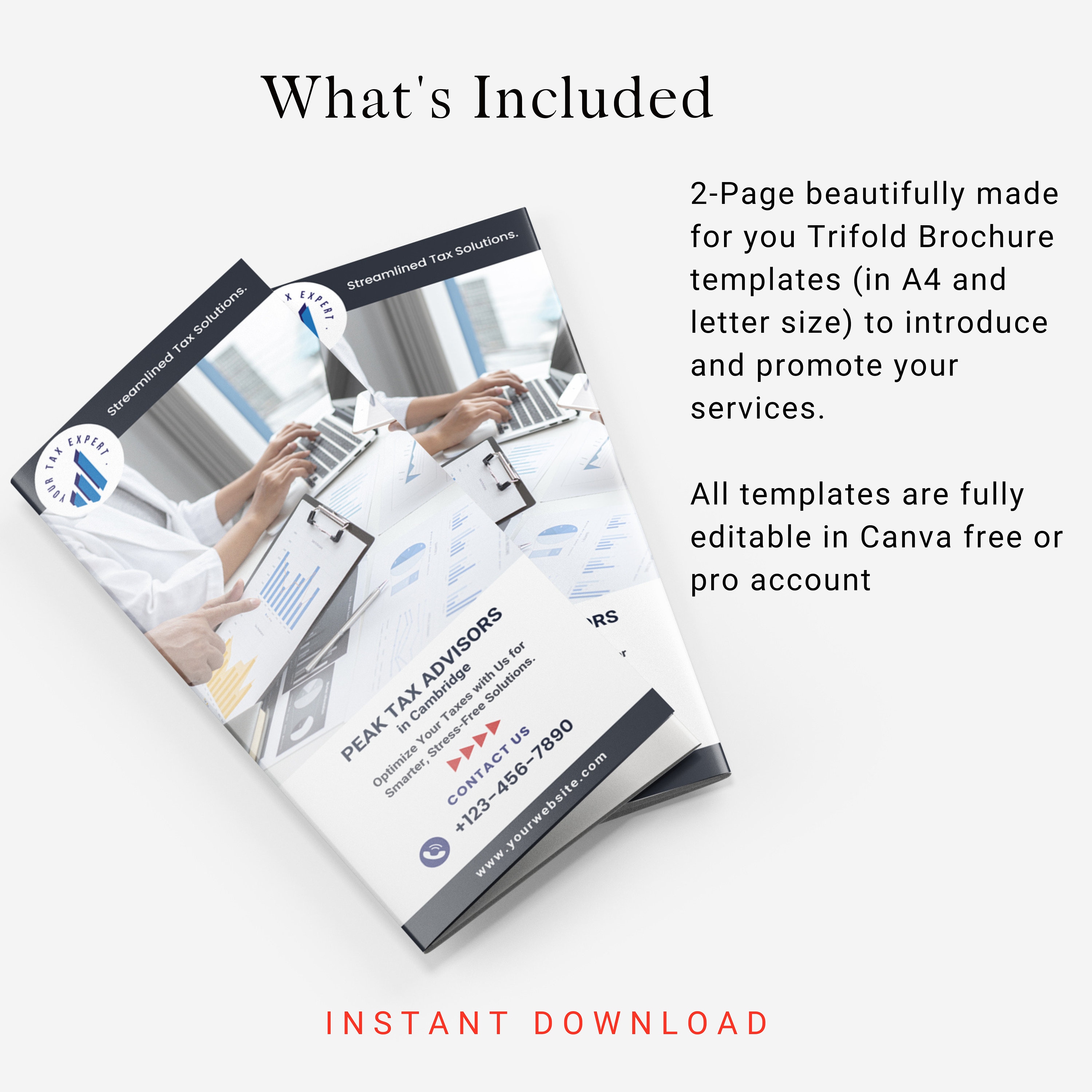 Editable Tax Preparer Trifold Brochure Accountant CPA Brochure - Etsy